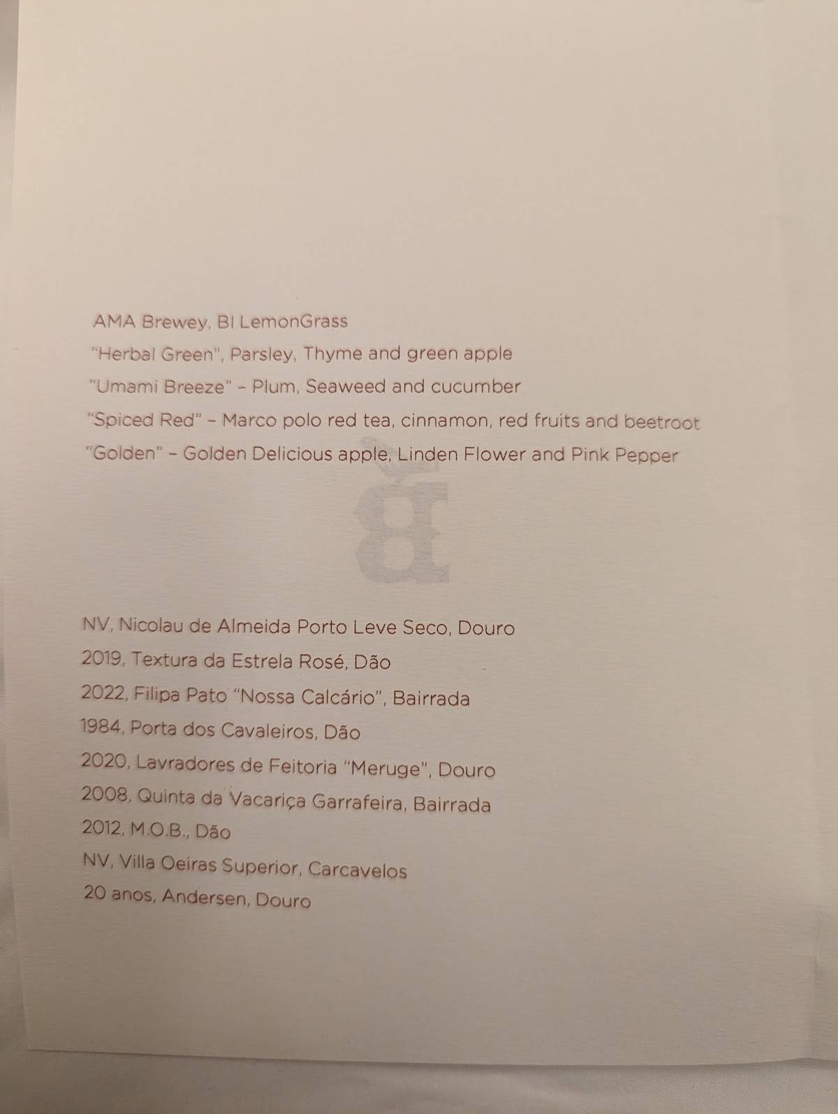 Menu at Belcanto restaurant, Lisbon, R. Serpa Pinto 10A