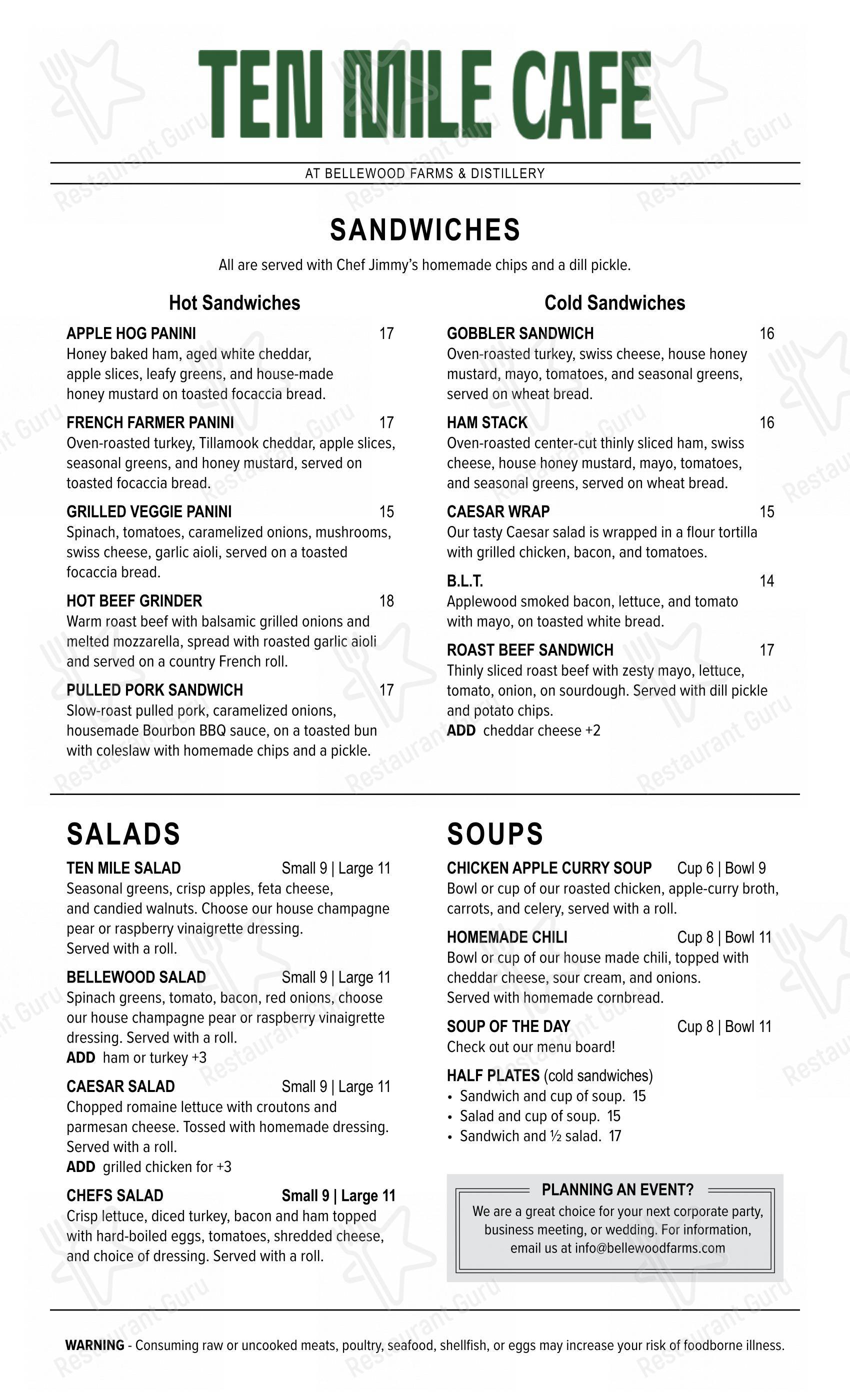 Menu at Bellewood Farms & Distillery cafe, Bellingham