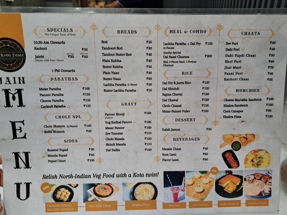 Menu at The Kota taste, Bengaluru