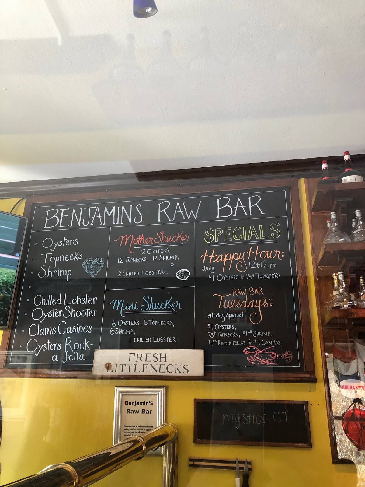 Menu at Benjamin's restaurant, Newport