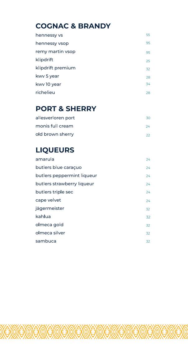 Menu at Cielo Restaurant, Benoni
