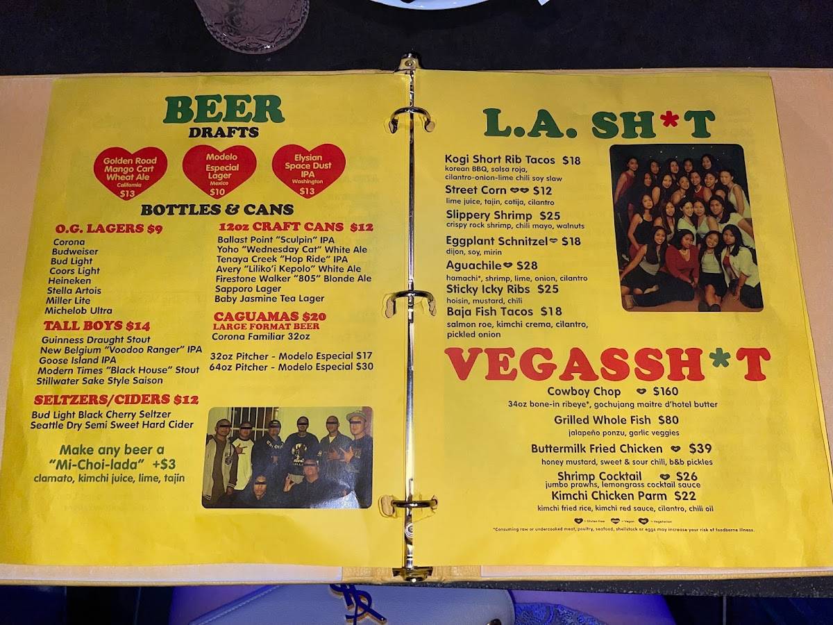 Menu at Best Friend restaurant, Las Vegas
