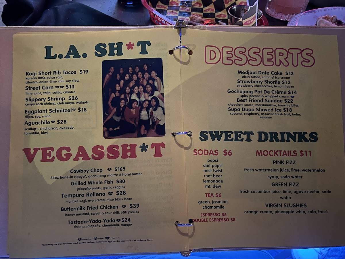 Menu at Best Friend restaurant, Las Vegas