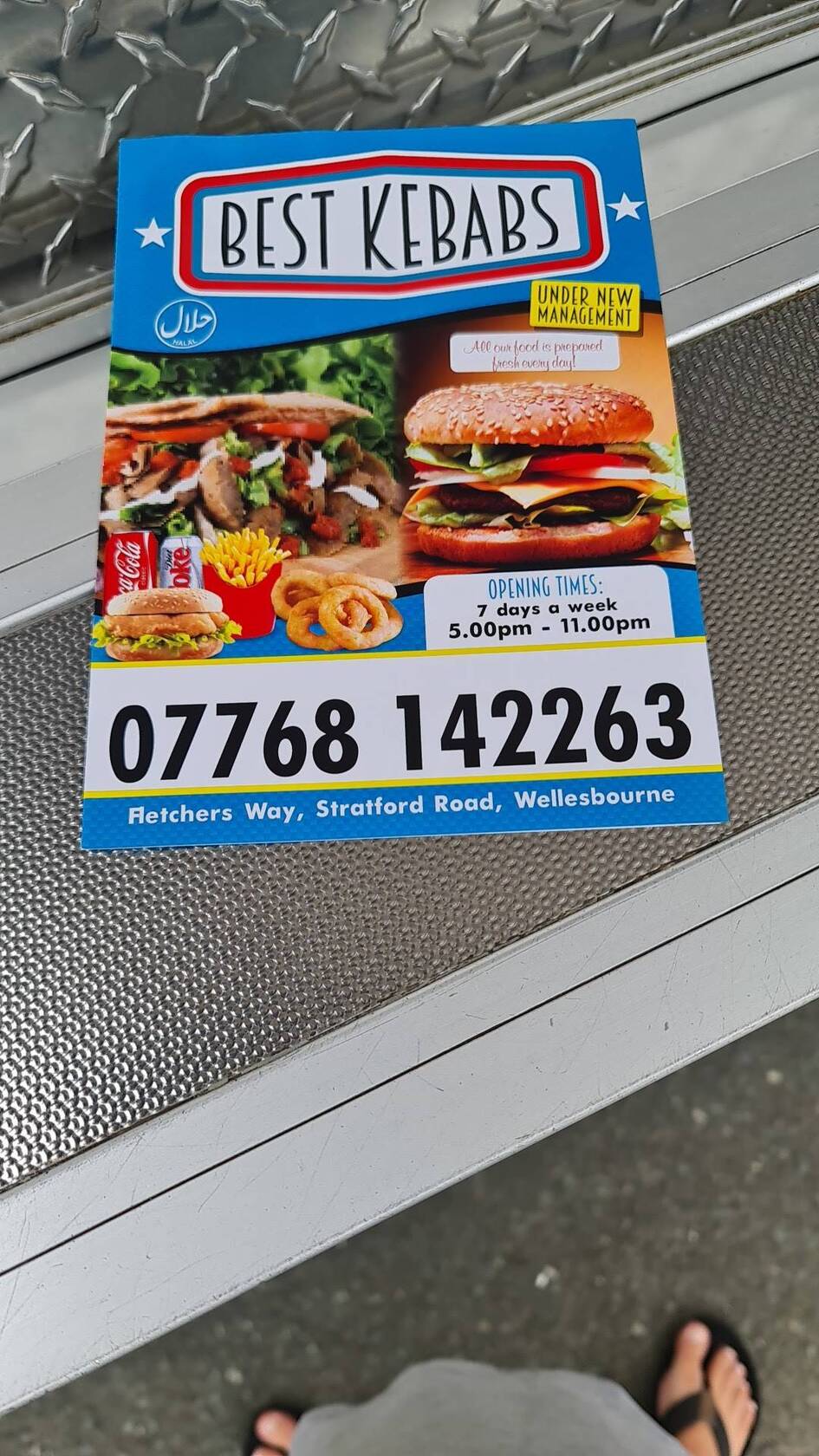 Menu at 'Best Kebab' Van restaurant, Wellesbourne