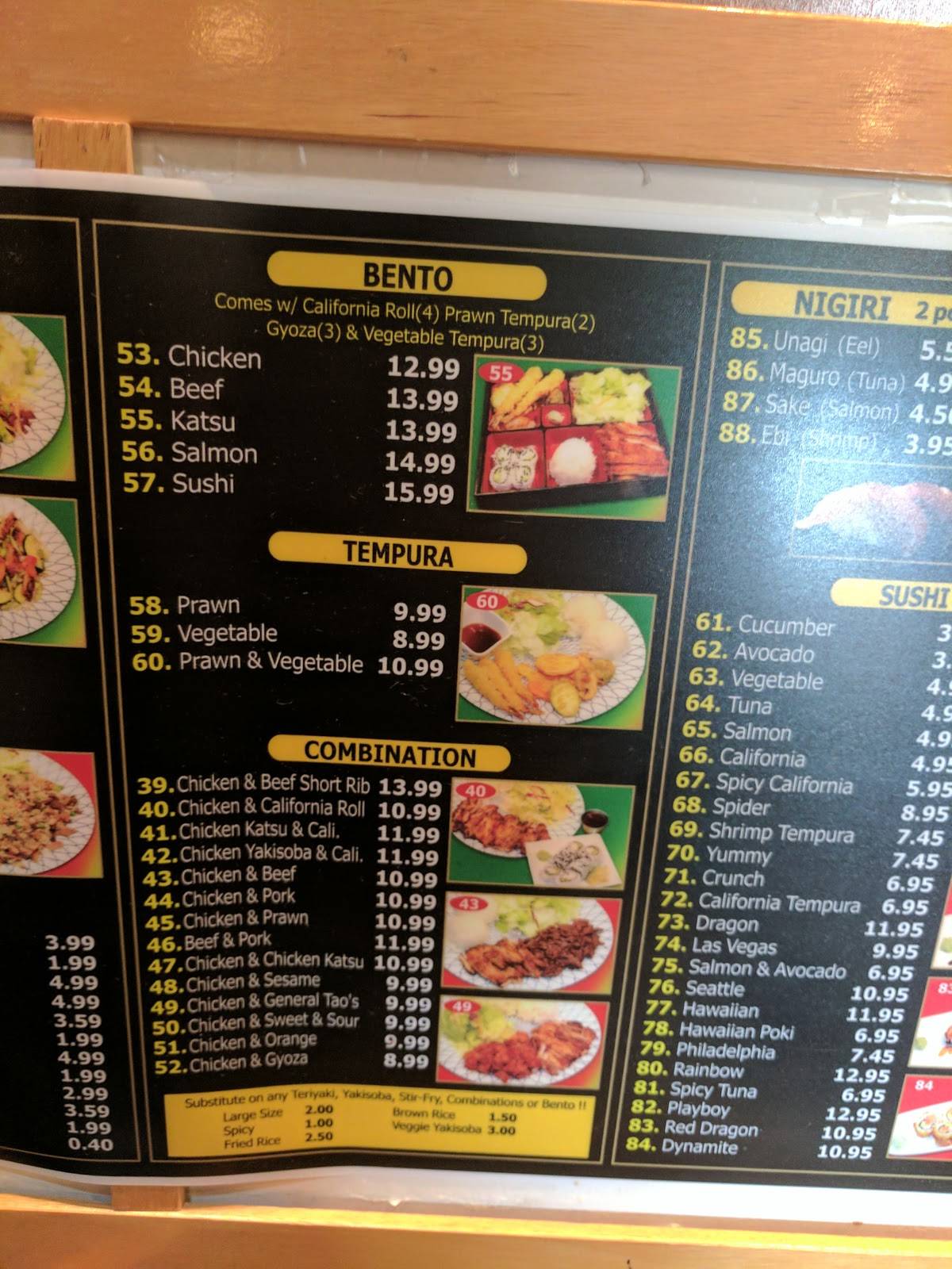 Menu at Best Sushi & Teriyaki restaurant, Lynnwood, Hwy 99