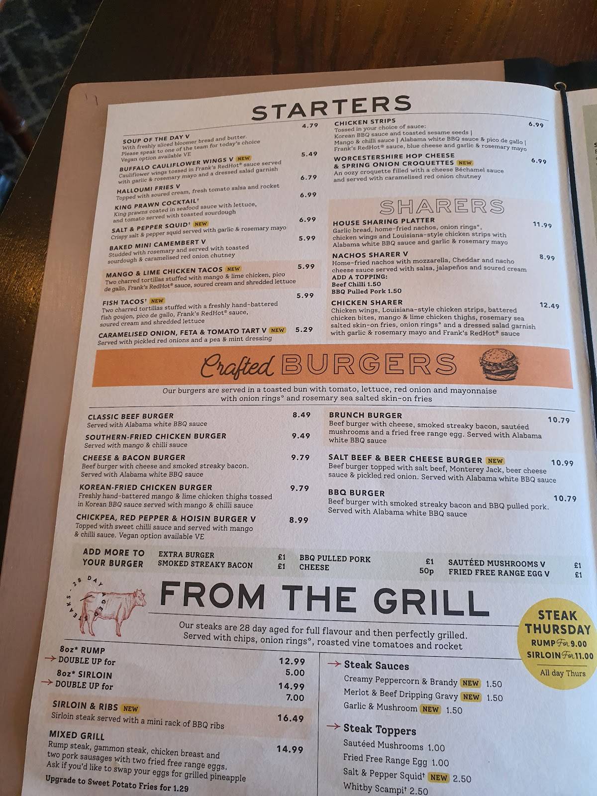 Menu at The Acorn pub & bar, Bicester