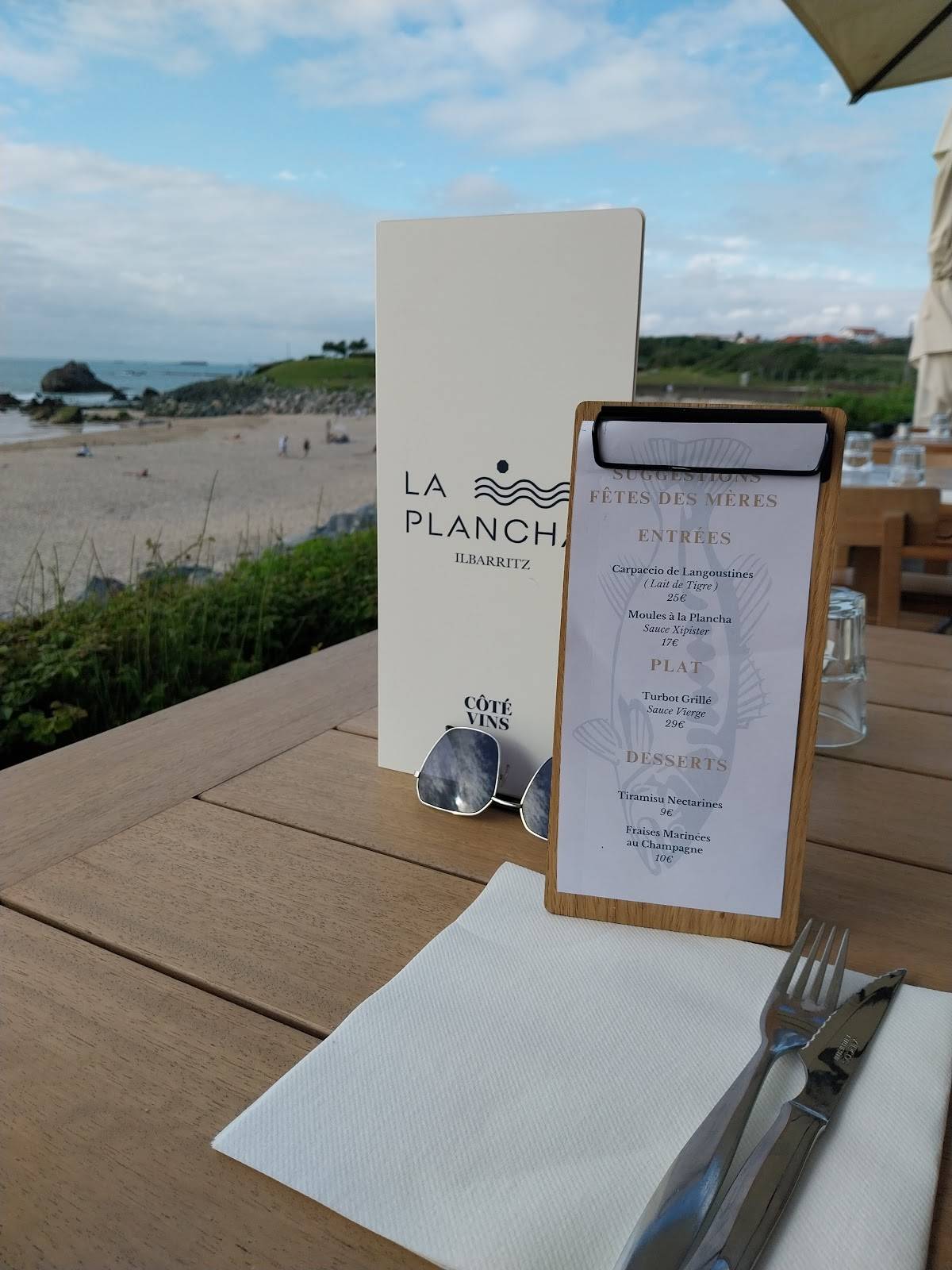 Menu at La Plancha Ilbarritz, Bidart