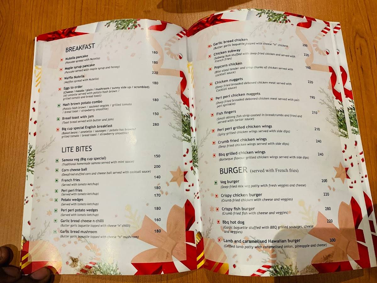 Menu at Big Cup Cafe, Ibnivalvadi Rural, Mysore - Madikeri Rd