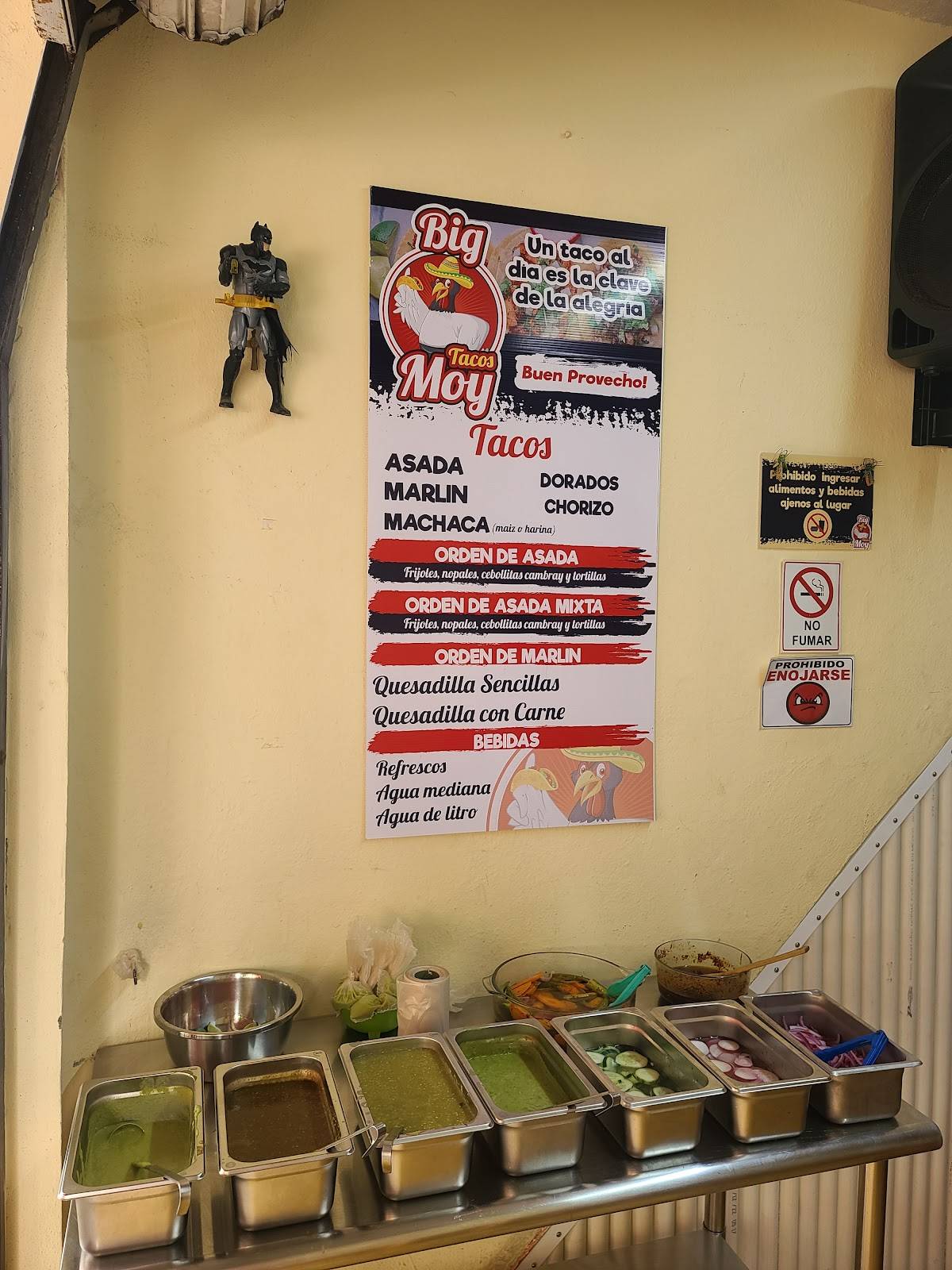 Menu at Big Moy Tacos restaurant, Puerto Vallarta