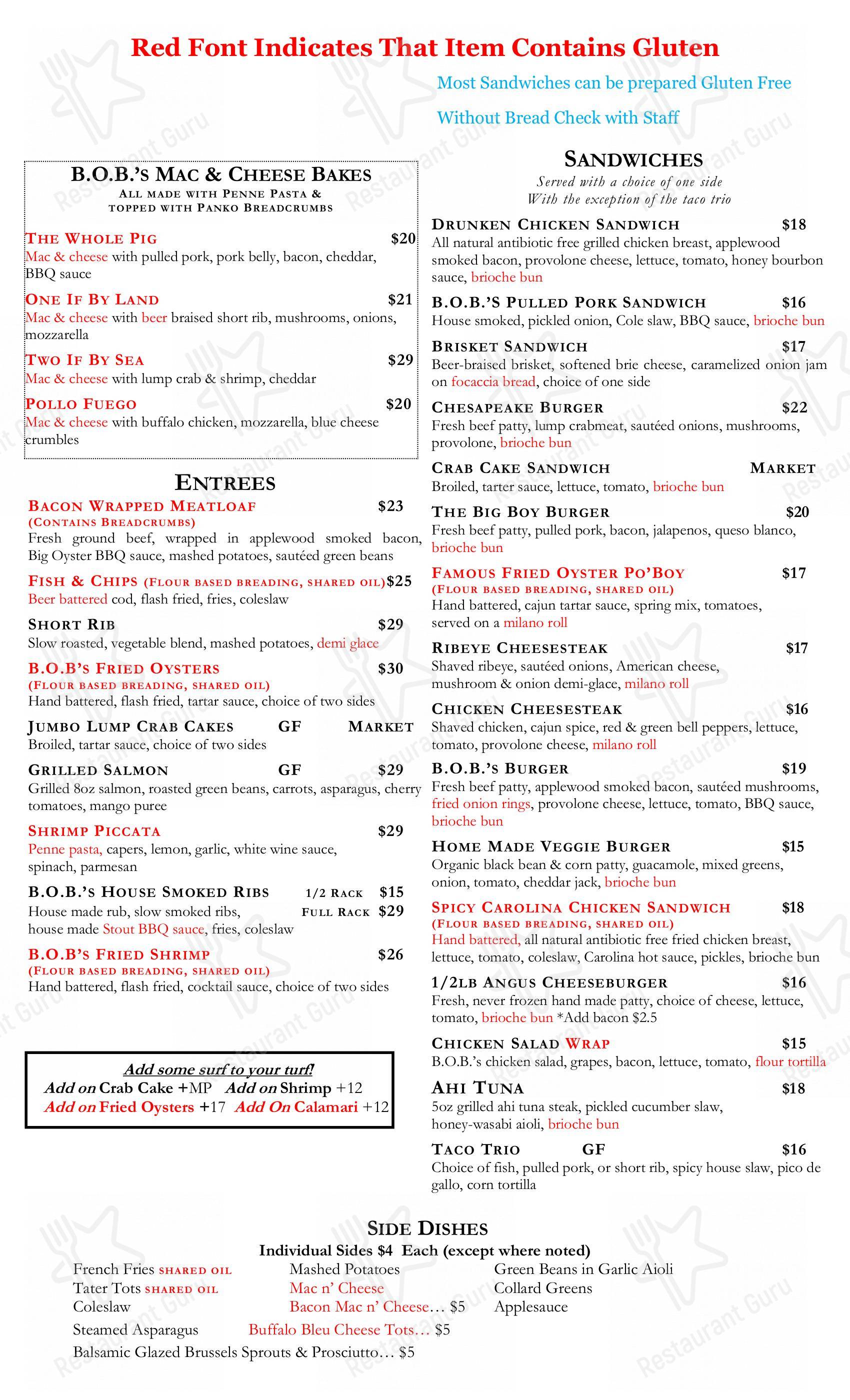 Menu at Big Oyster Brewery pub & bar, Lewes