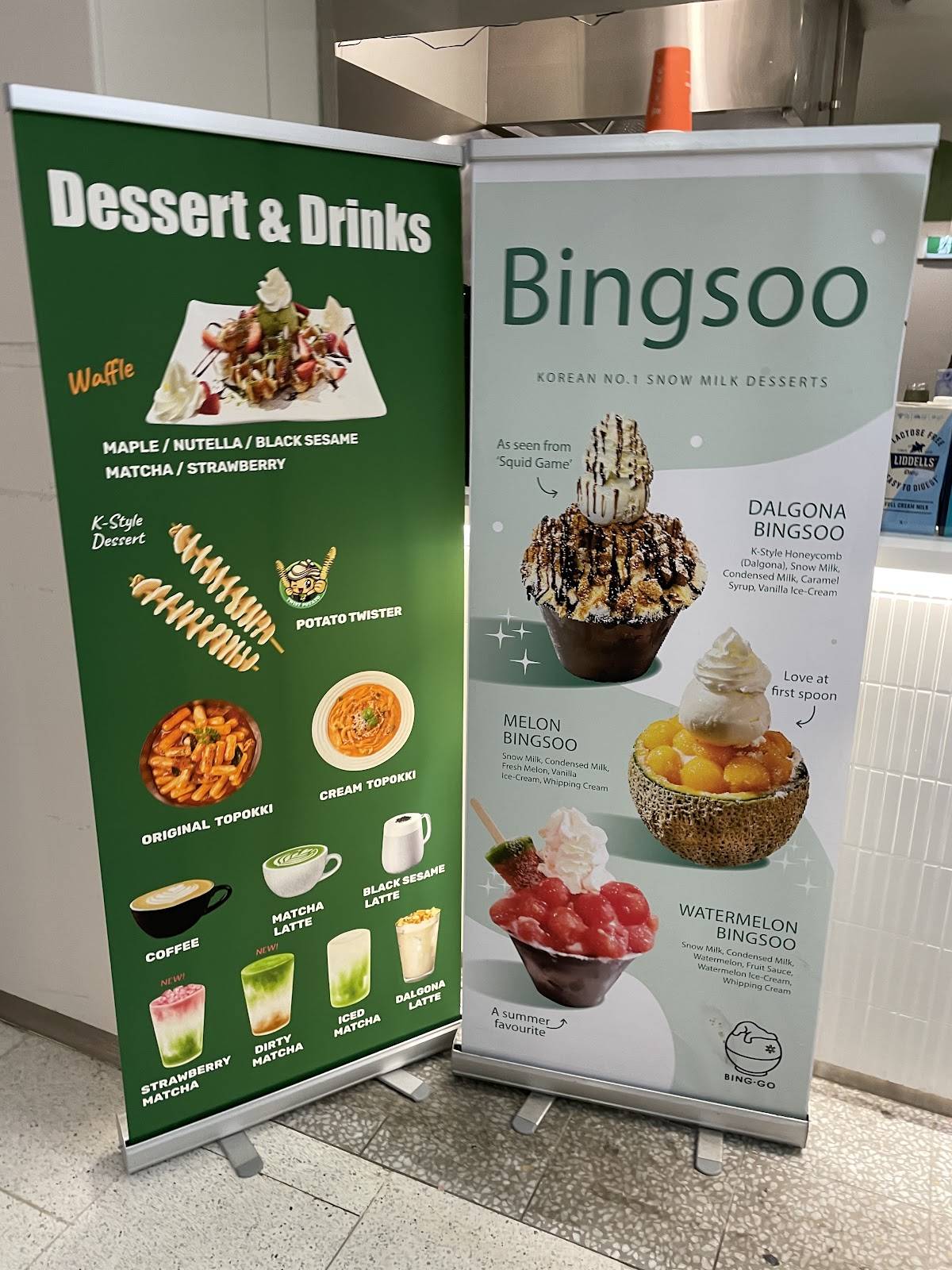 Menu at Binggo desserts, Upper Mount Gravatt