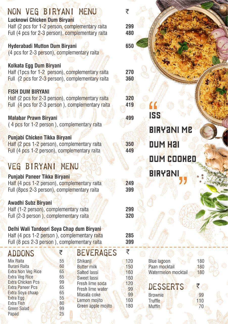Menu at Biryani Blend, Dehradun