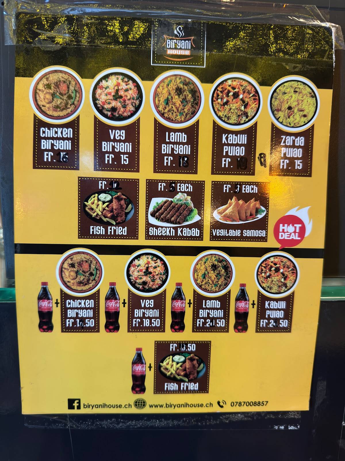 Menu at Biryani House, Lucerne