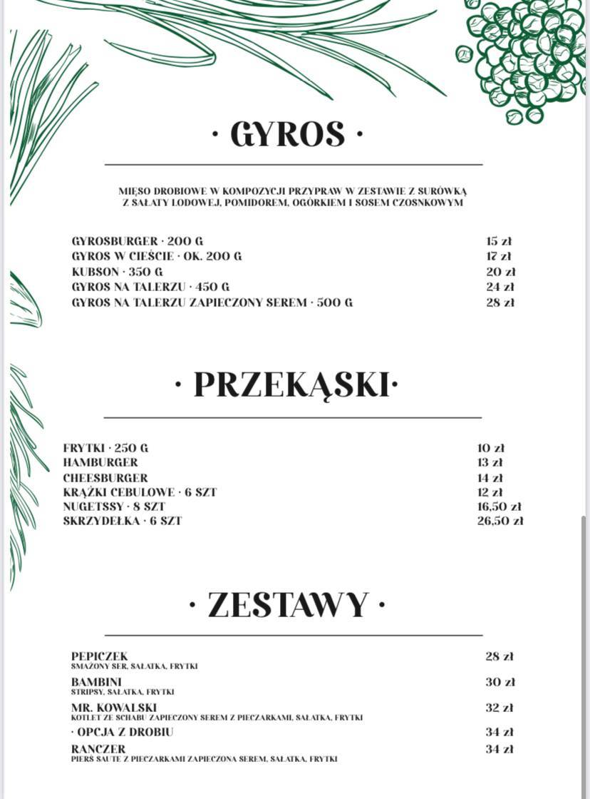 Menu at RESTAURACJA POD KORONAMI restaurant, Krzepice