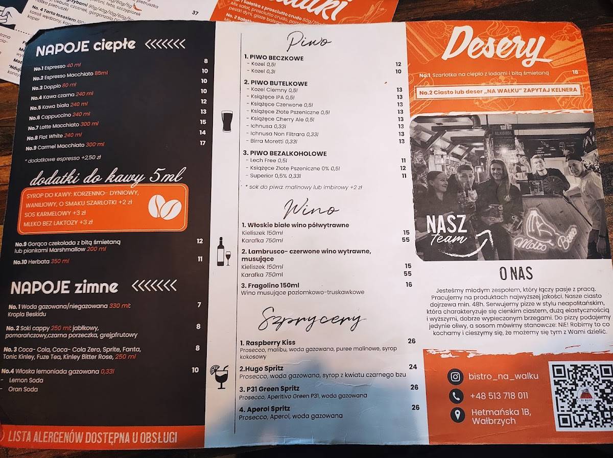 Menu at Bistro „Na Wałku” restaurant, Walbrzych