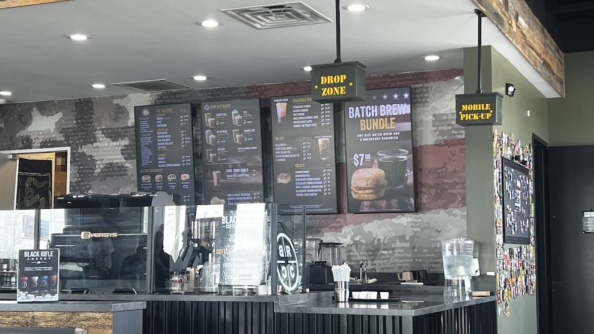 Menu at Black Rifle Coffee Company, Waco