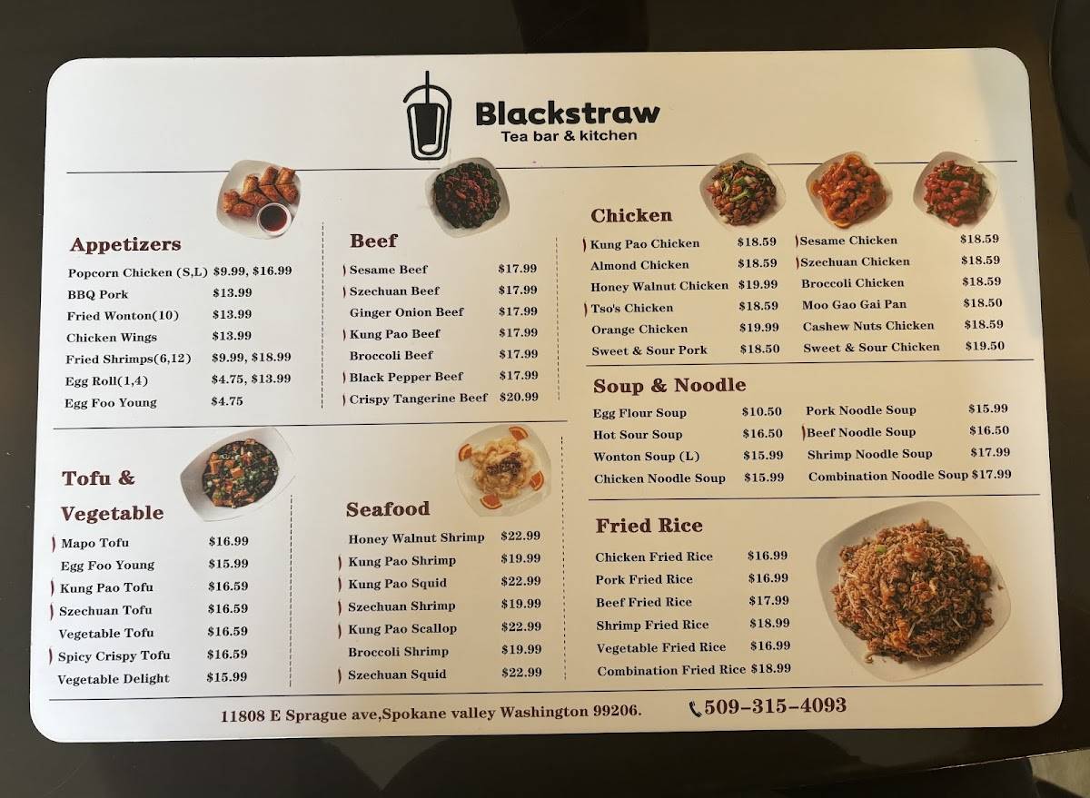 Menu at Black Straw Tea Bar & Kitchen, Spokane Valley
