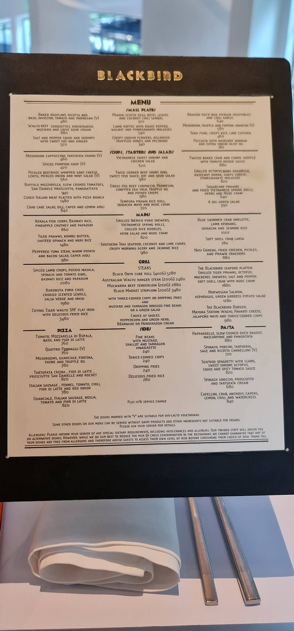 Menu at Blackbird Makati restaurant, Makati, 1229 Makati Ave
