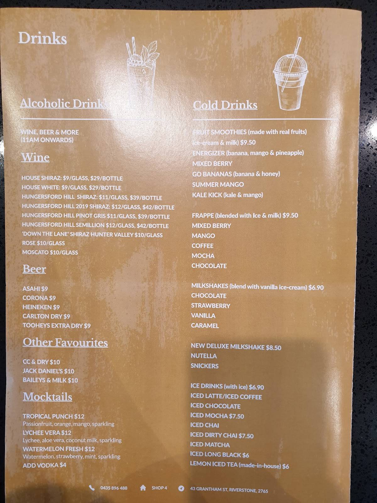 Menu at Blend@Grantham Cafe Restaurant, Riverstone