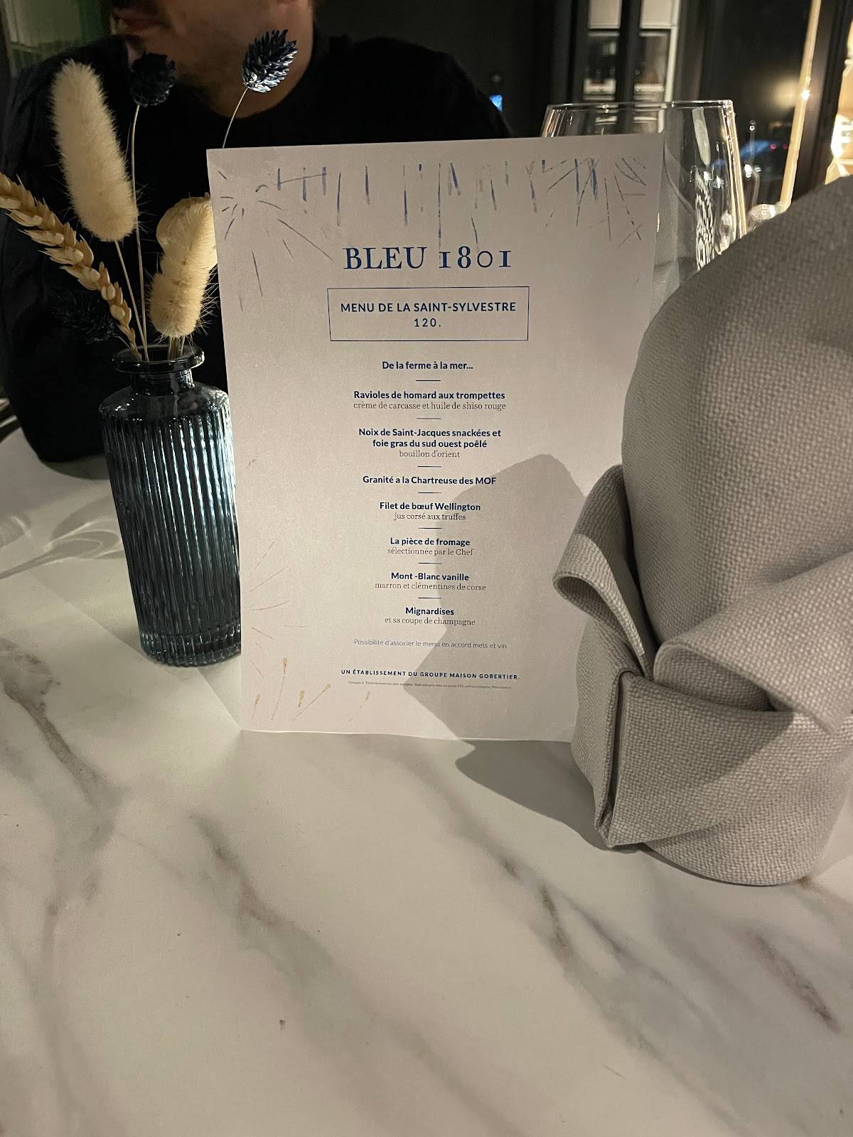 Menu au Bleu 1801 restaurant, Veyrier-du-Lac