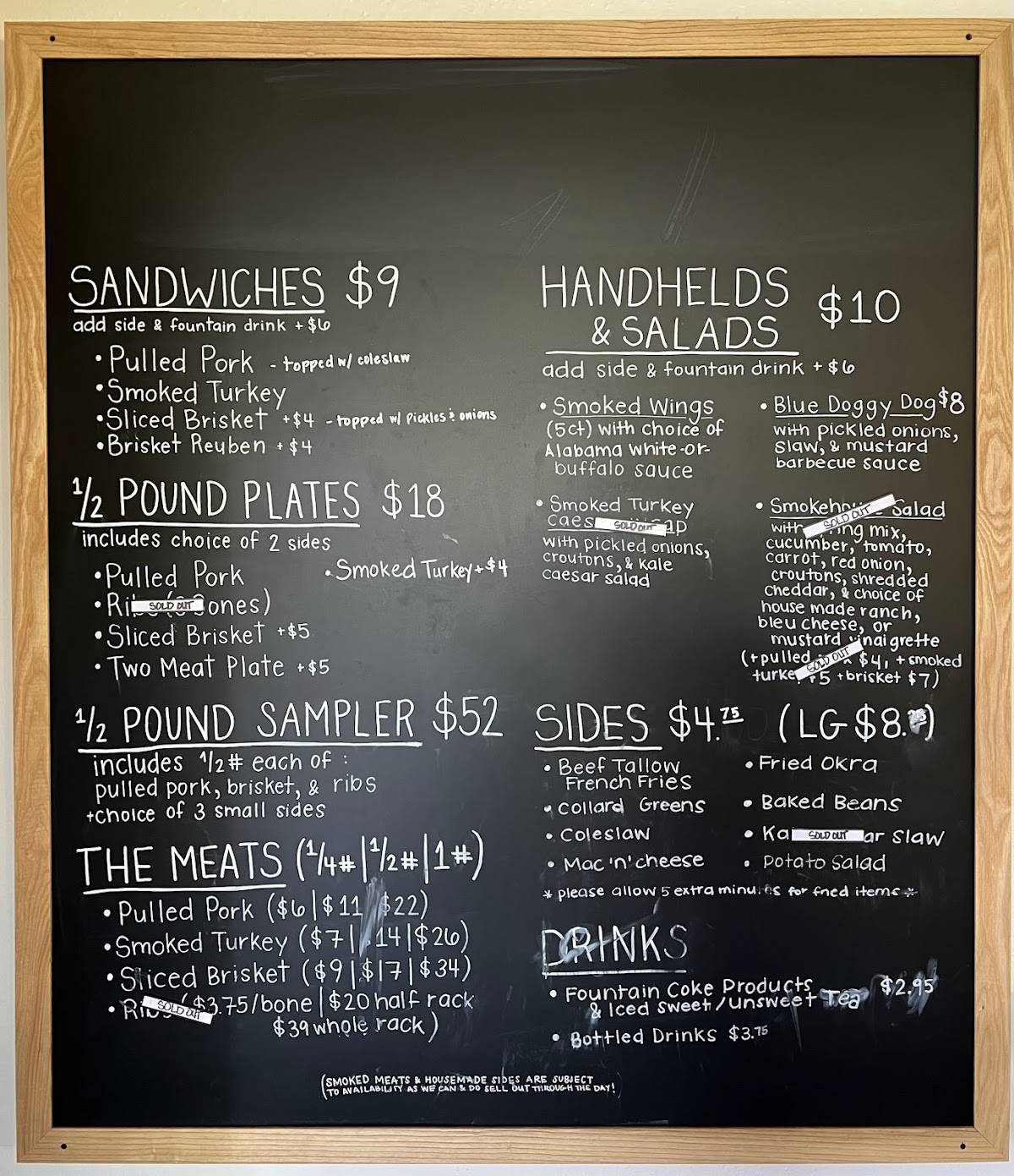 Menu at Blue Dog Craft Barbecue, Lakeland