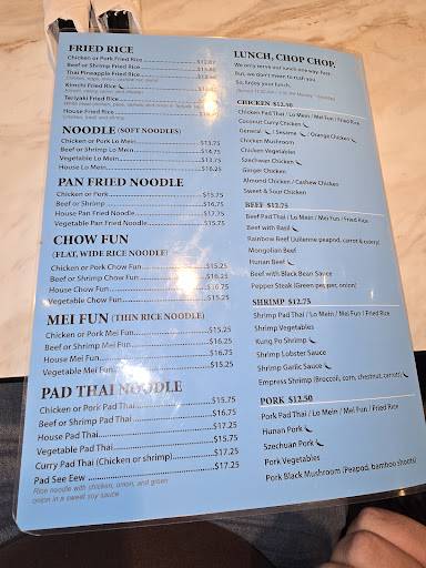 Menu at Blue Ginger Asian Kitchen restaurant, Wyoming