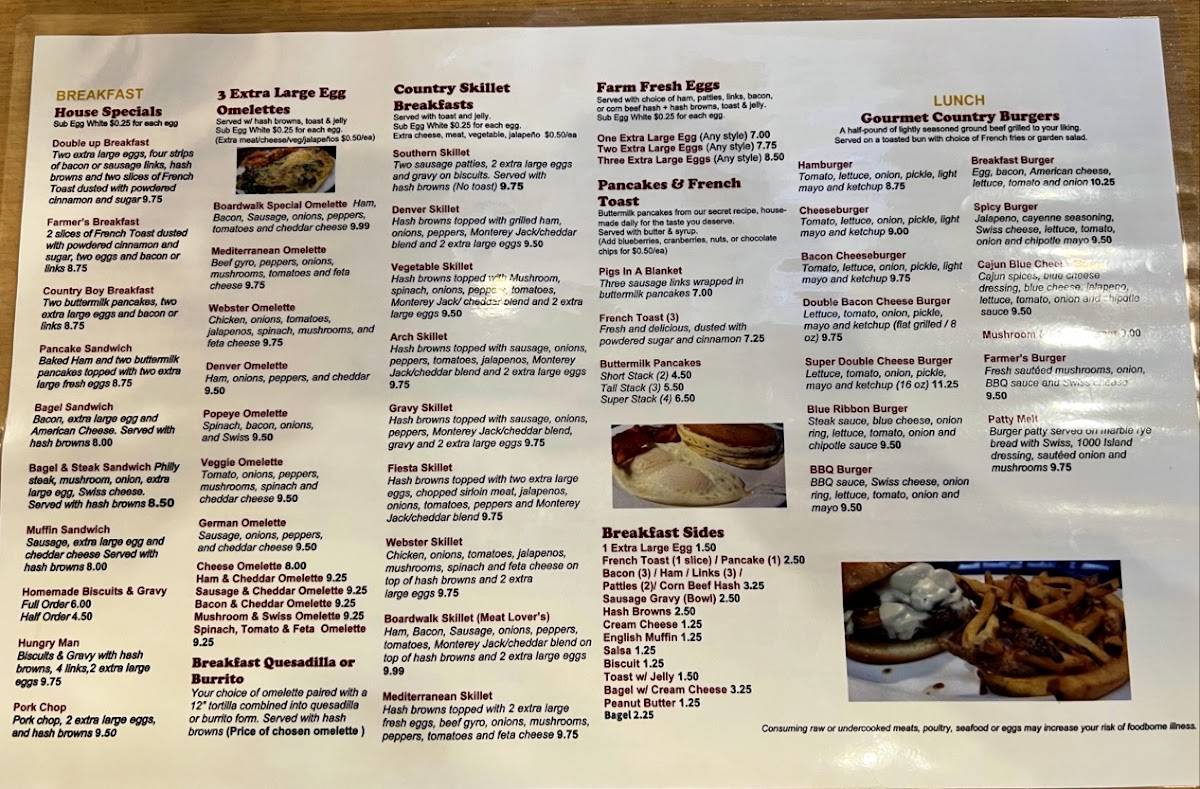 Menu at Boardwalk Cafe, Webster Groves