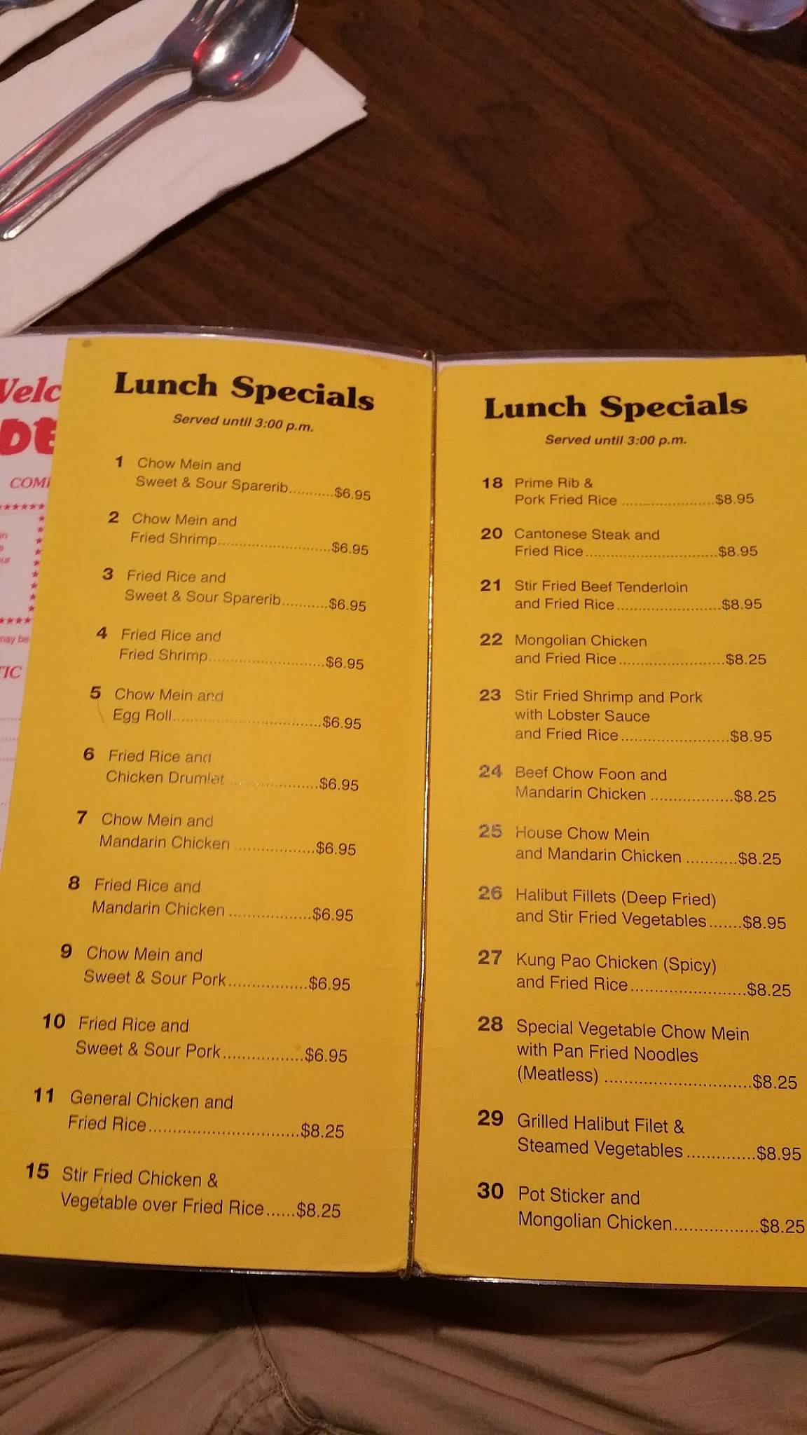 Menu at Golden Star Restaurant, Boise