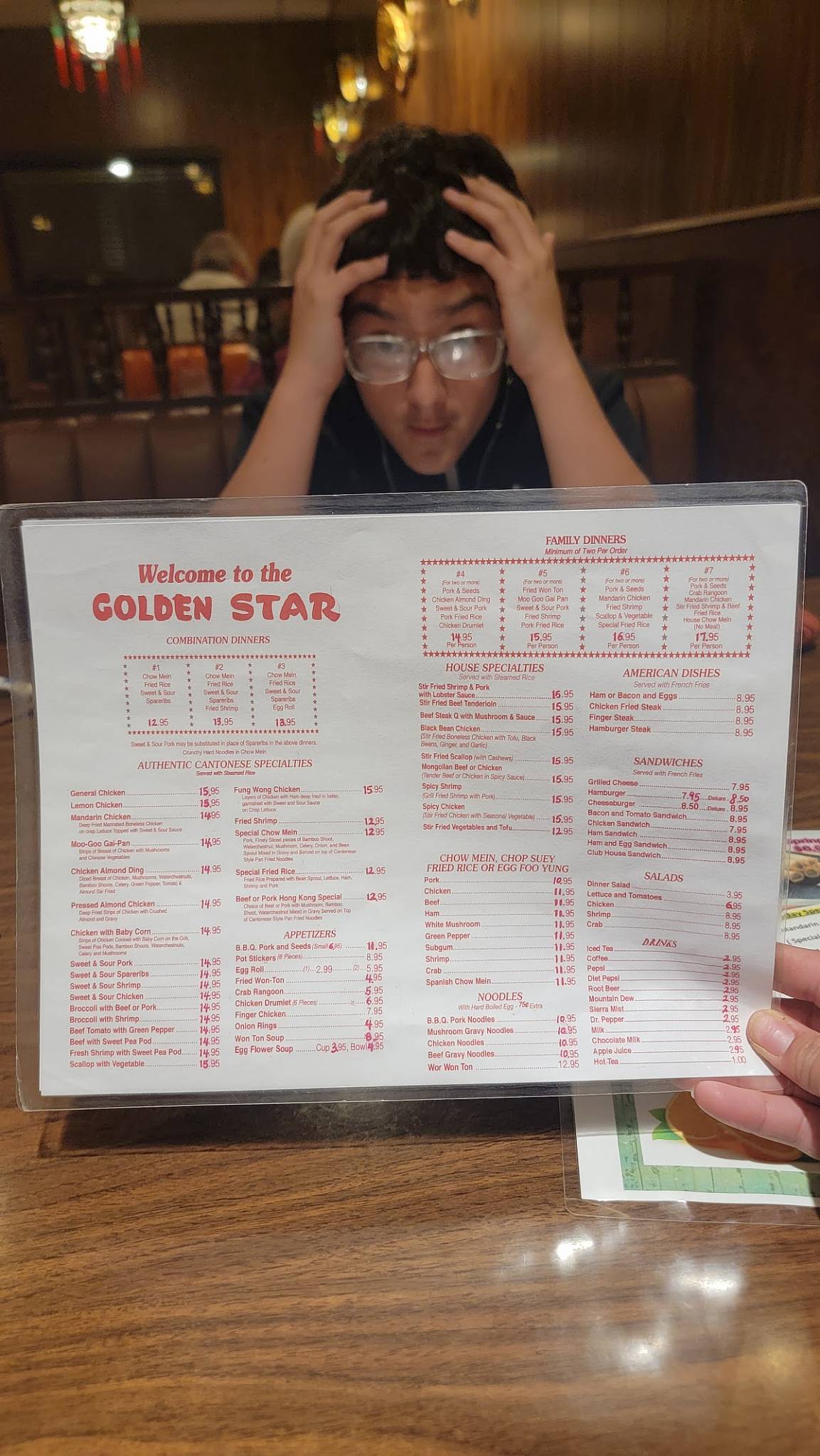 Menu at Golden Star Restaurant, Boise