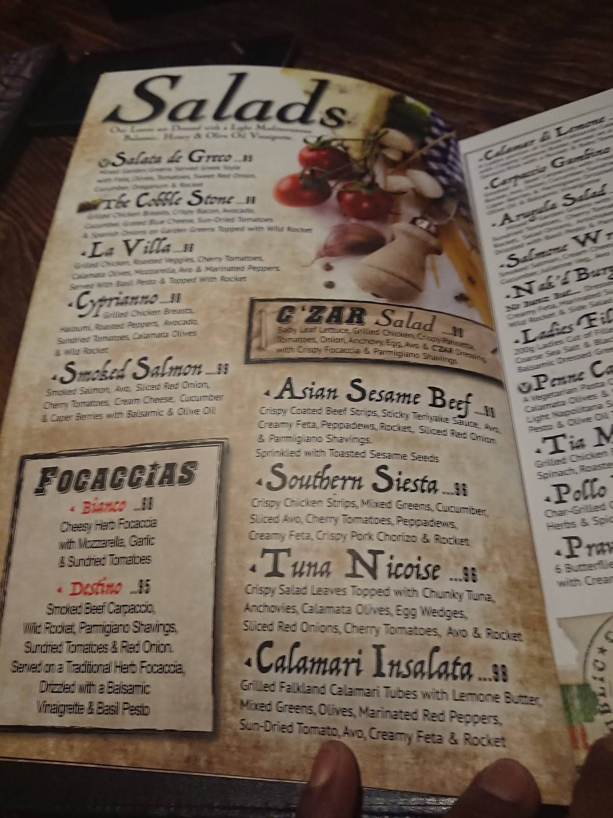 Menu at Papachinos Boksburg restaurant, Boksburg