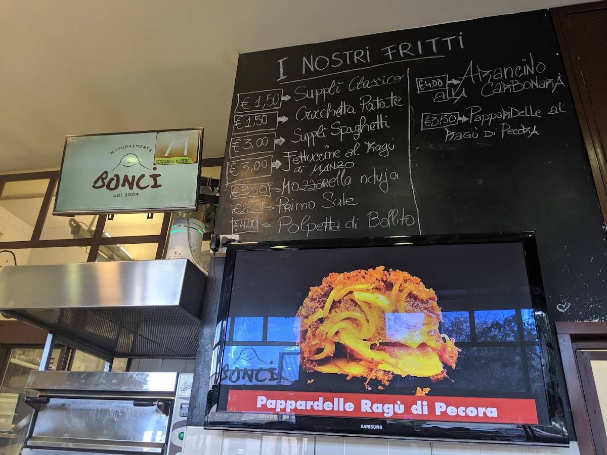 Menu at Bonci Pizzarium pizzeria, Rome