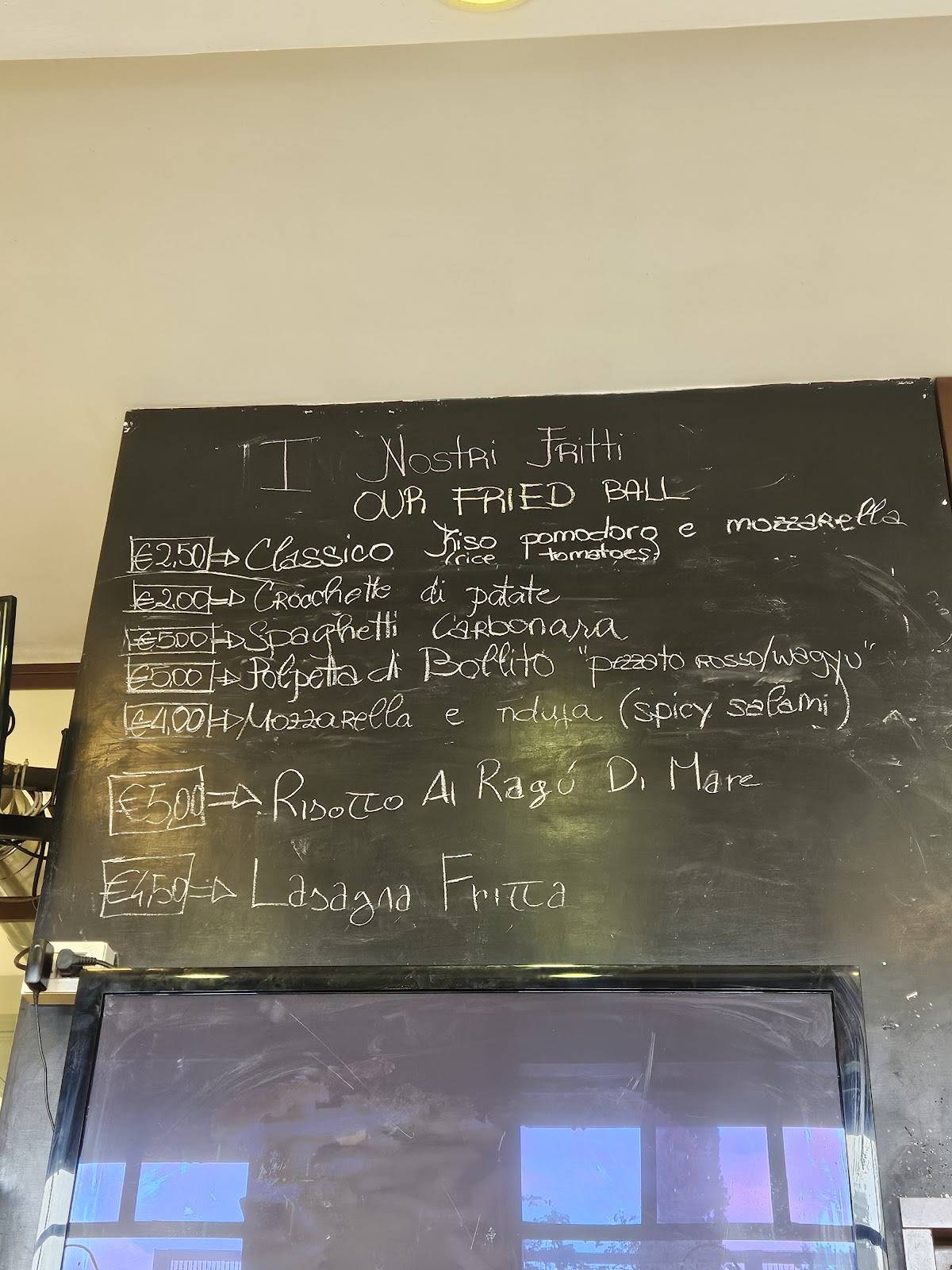 Menu at Bonci Pizzarium pizzeria, Rome