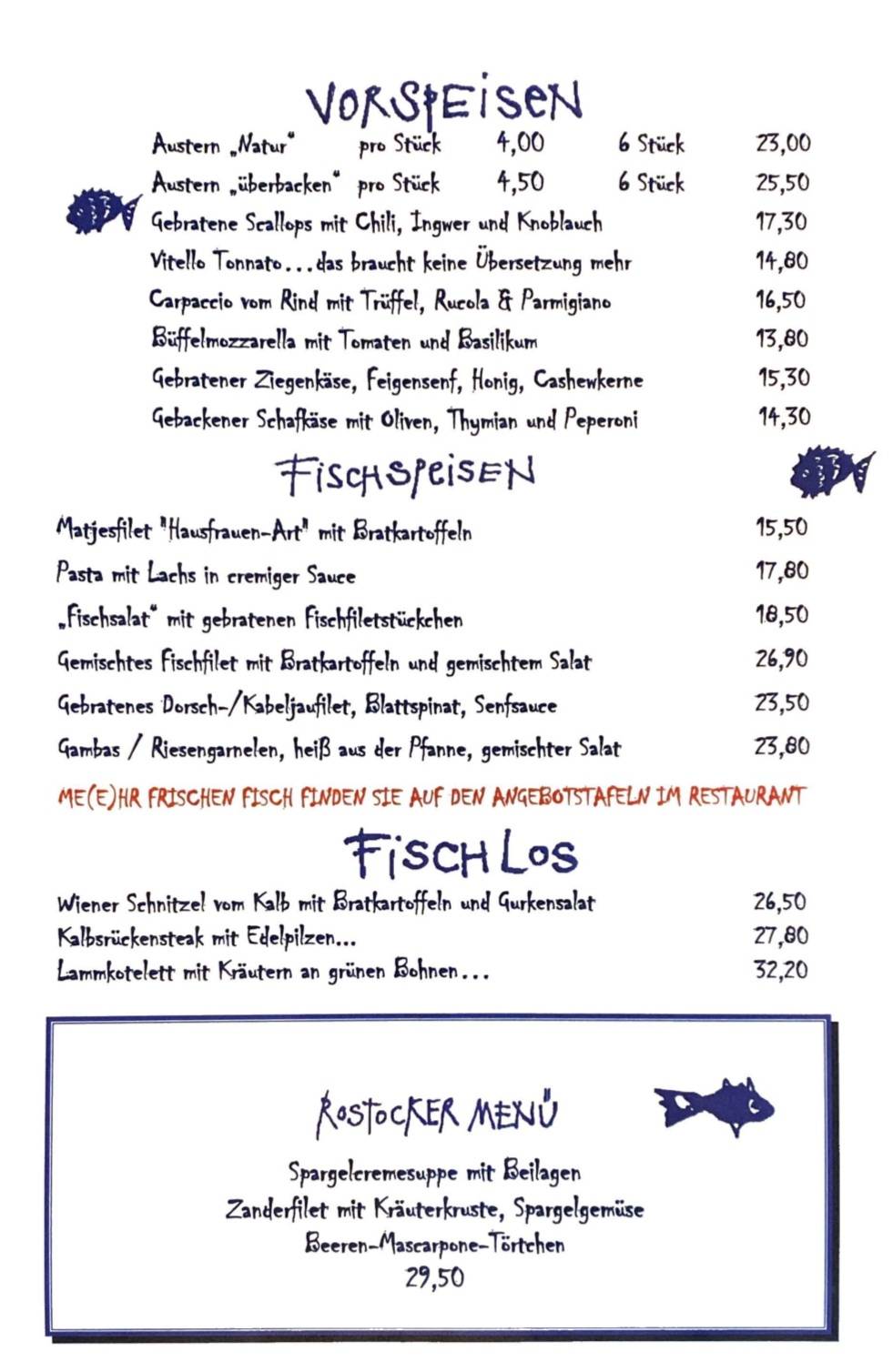 Speisekarte von Borwin - Hafenrestaurant, Rostock