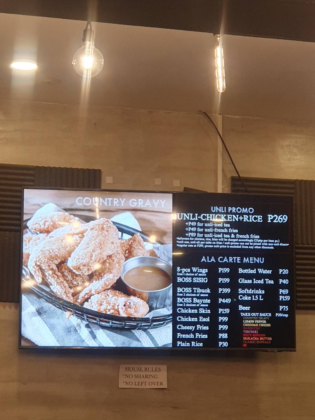 Menu at Boss Manok - Mango restaurant, Cebu City, 8V6W+H42