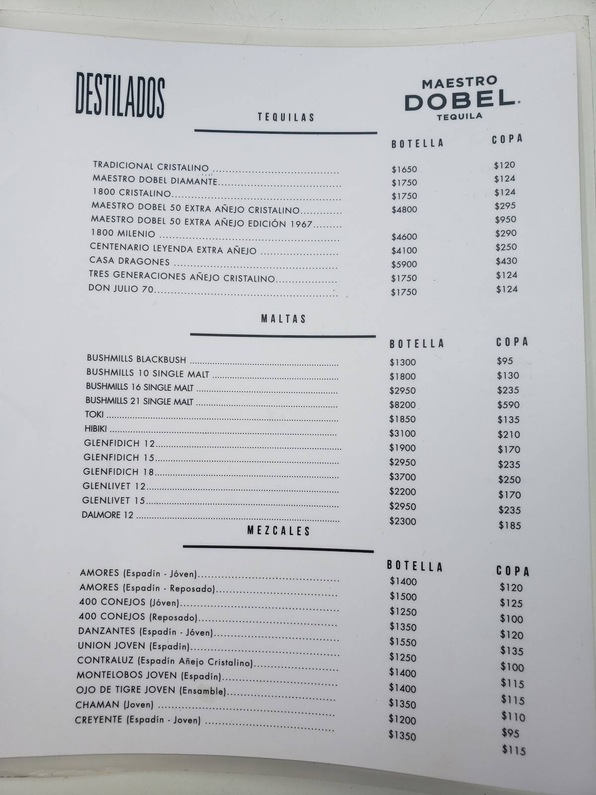 Carta del pub y bar Botanero Moritas, Monterrey, Juan Ignacio Ramón 852 ...