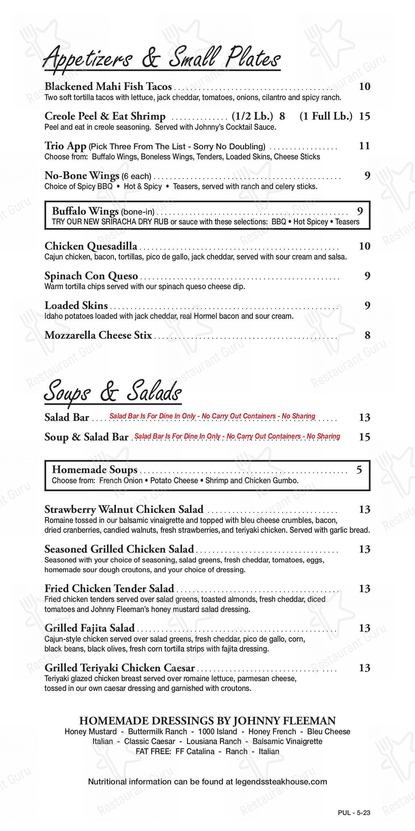 Menu at Brass Lantern steakhouse, Lawrenceburg, Pulaski Hwy