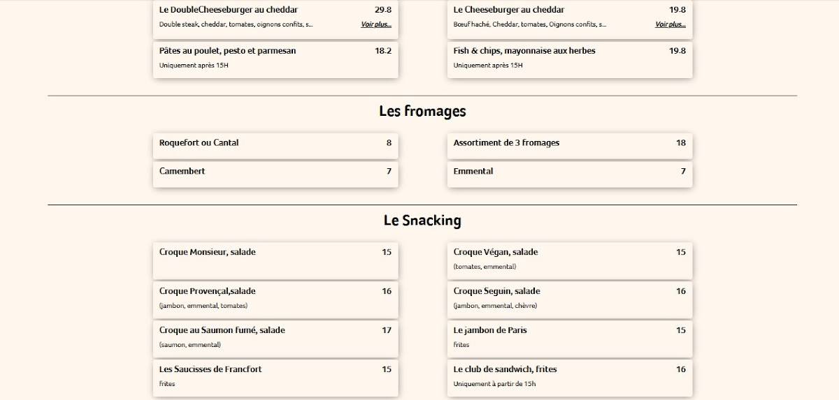Menu at Brasserie Le Balzac restaurant, Paris, 29 Av. de Friedland