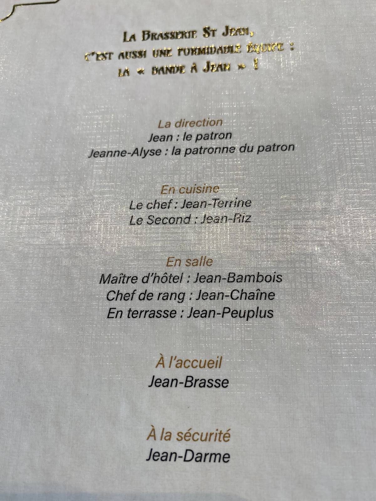 Menu au Brasserie St Jean restaurant, Thonon-les-Bains