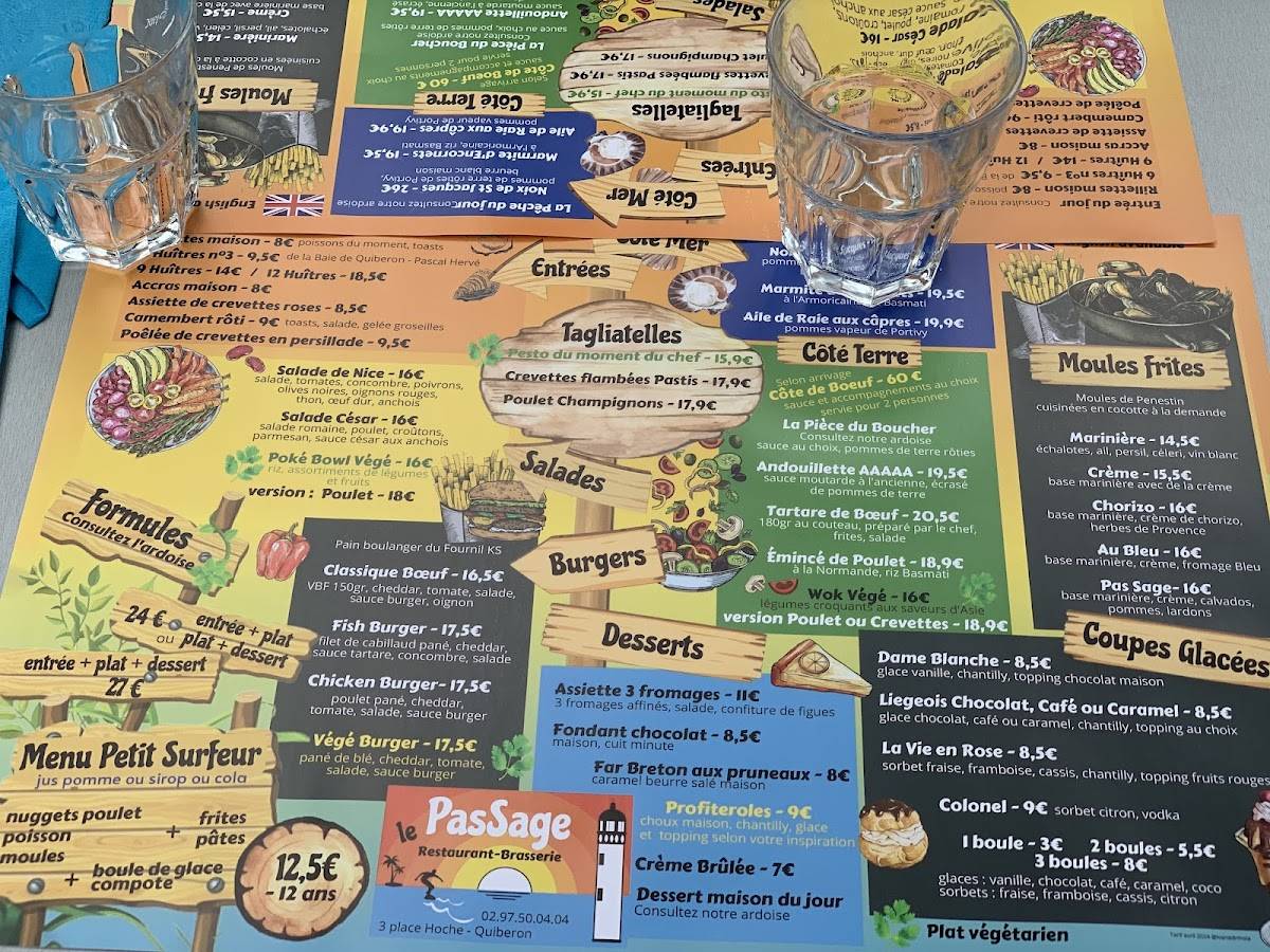 Menu au Brasserie Le Passage restaurant, Quiberon