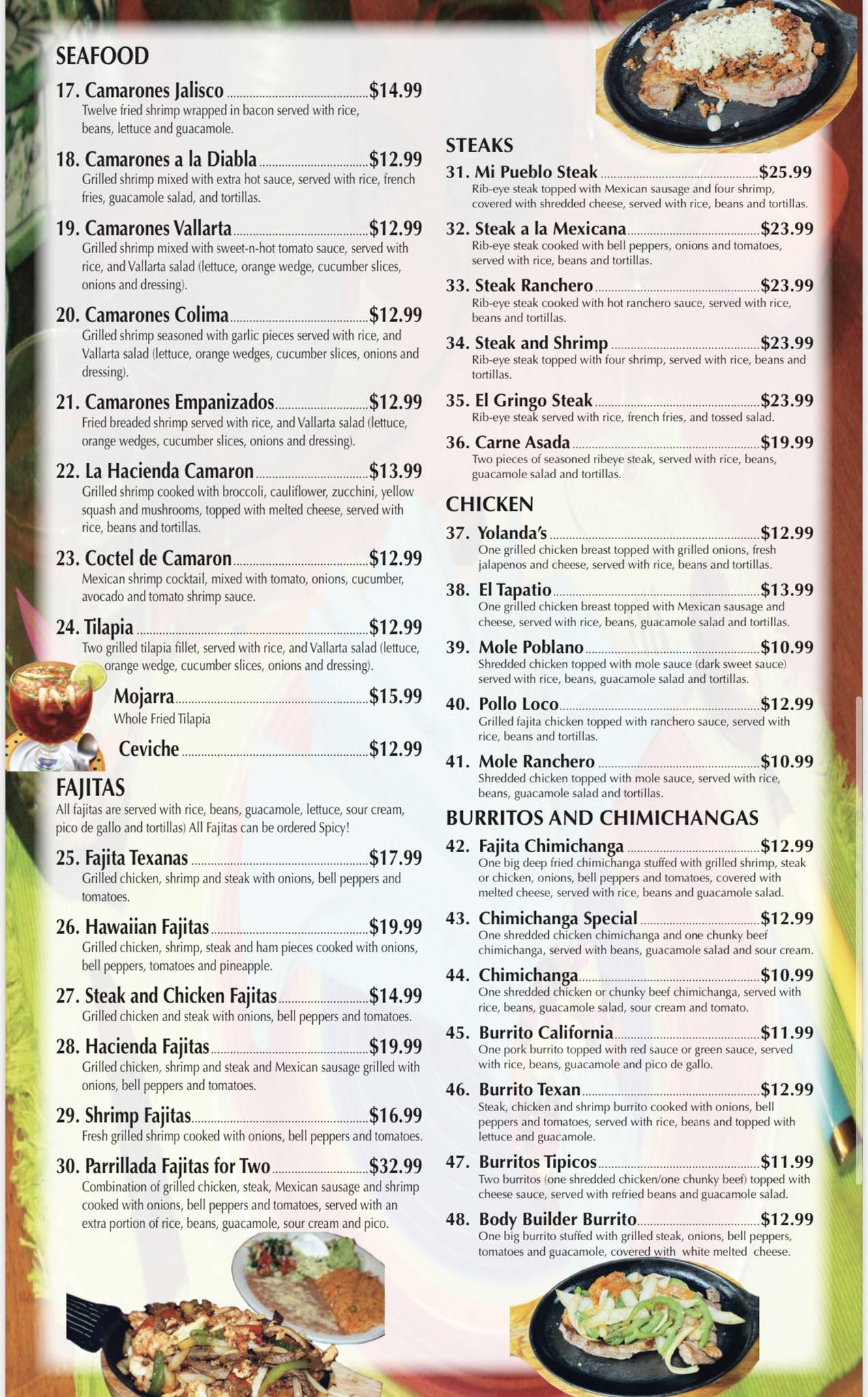 Menu at Hacienda Real Mexican Restaurant of Breaux Bridge, Breaux Bridge