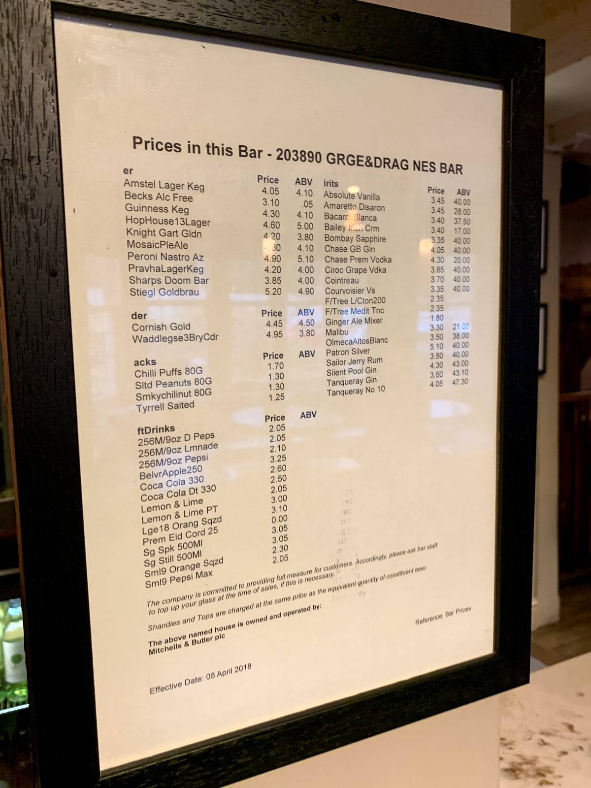 Menu at George And Dragon Mount Nessin pub & bar, Brentwood