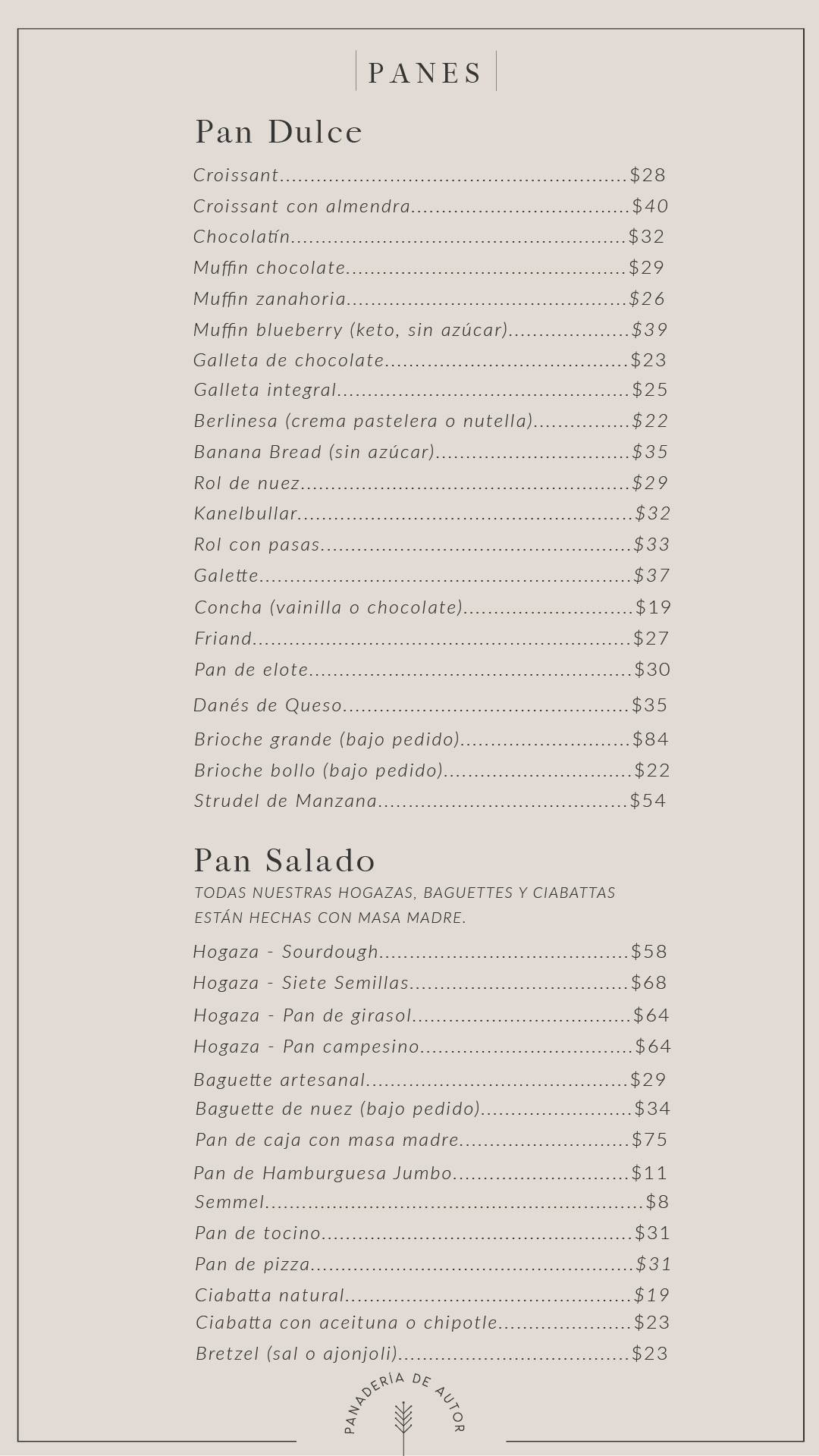 Carta del restaurante Bret and Zel, Leon, P.º del los Insurgentes 3356 ...