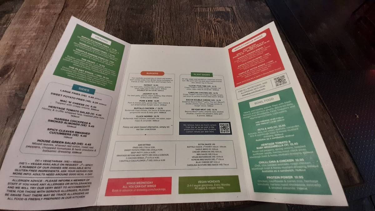 Carta del pub y bar BrewDog Bath, Bath