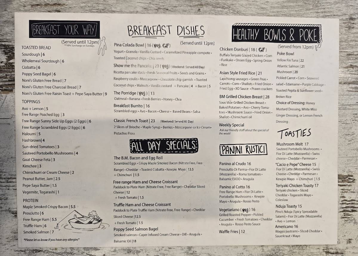 Menu at BREWMANCE CROWS NEST cafe, Crows Nest
