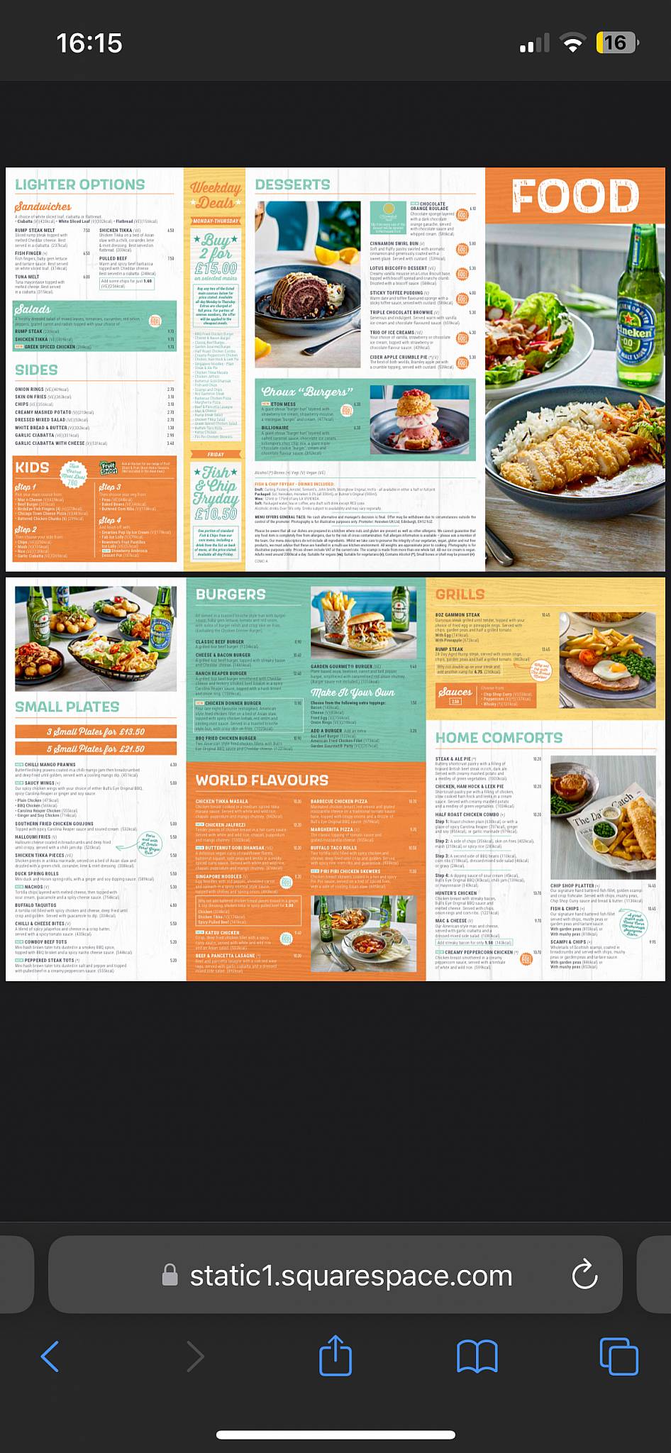 Menu at Bridge Inn pub & bar, Nottingham, Longmoor Ln