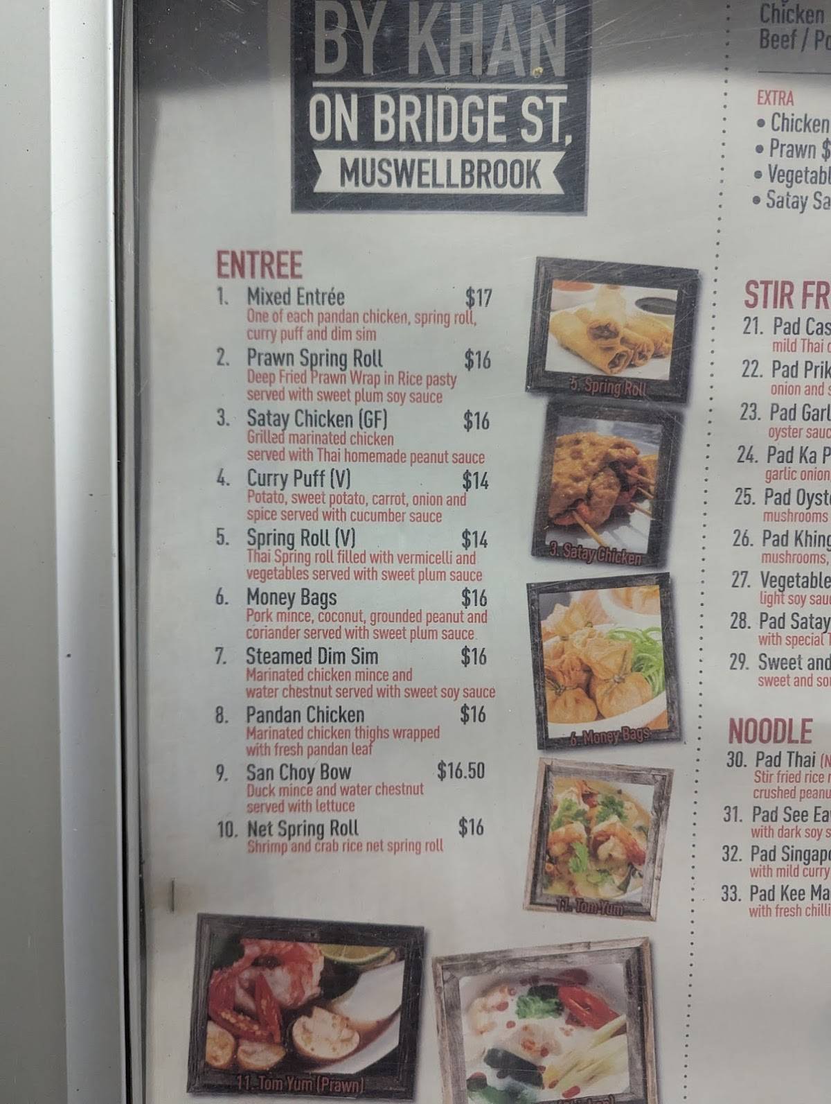 Menu at Bridge street Thai restaurant, Muswellbrook