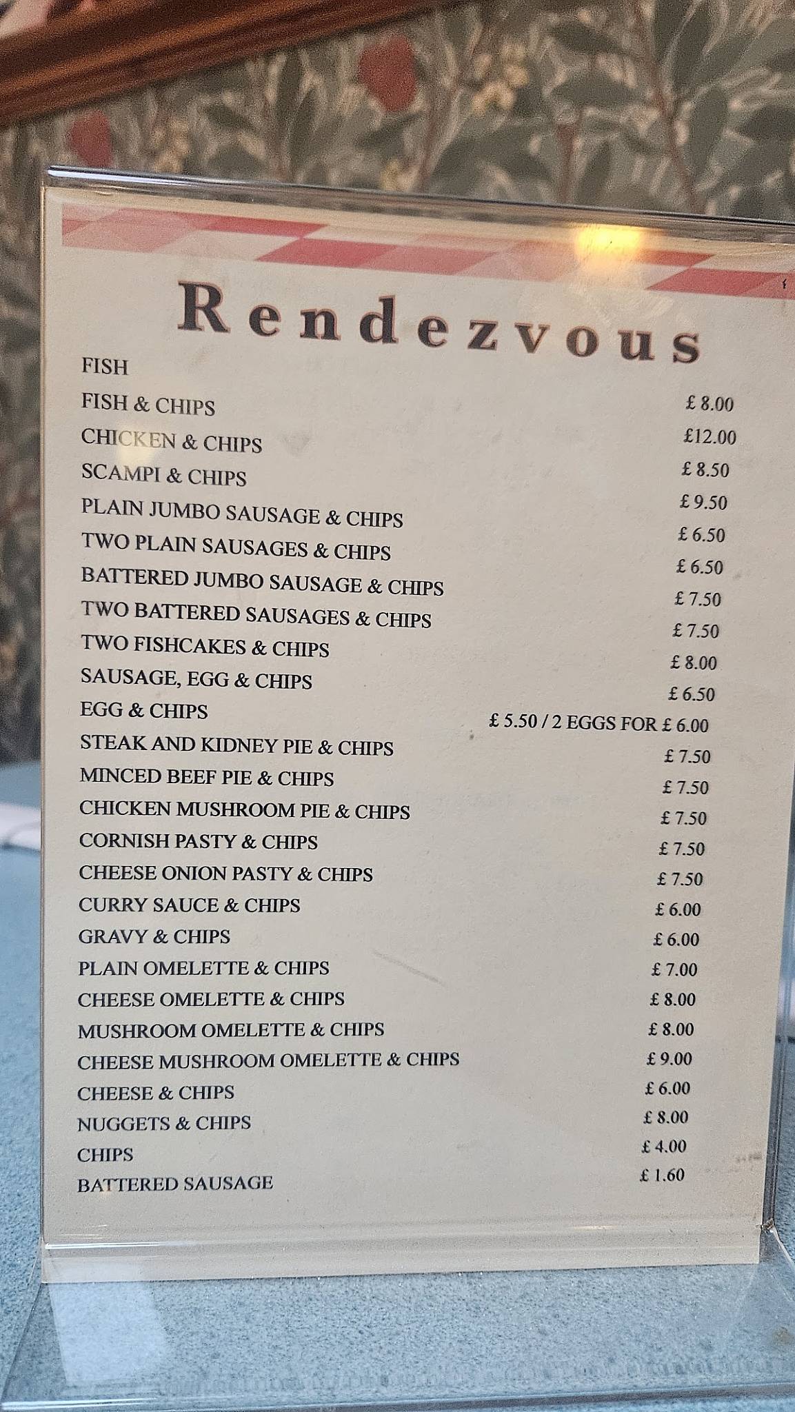 Menu at Rendezvous Fish Bar, Bristol