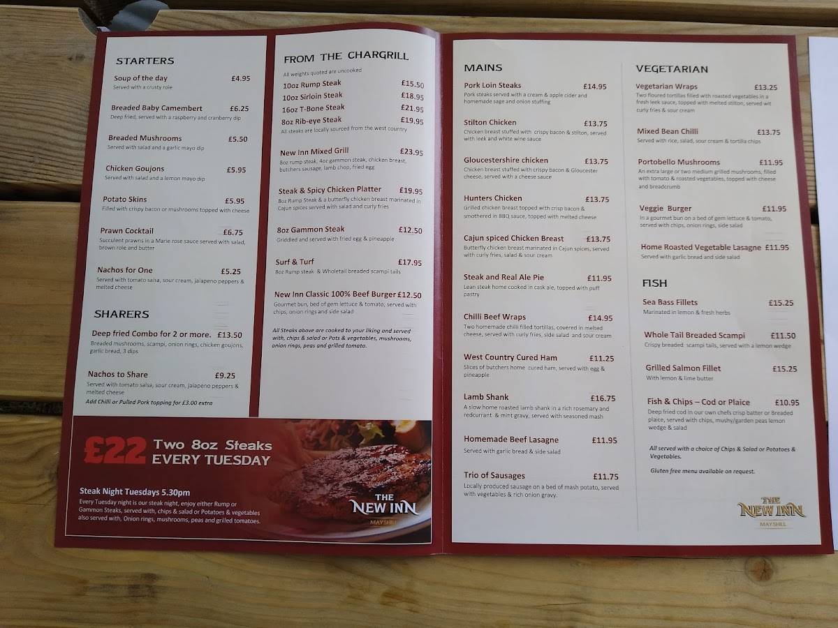 Menu at The New Inn, Mayshill pub & bar, Bristol, Badminton Rd