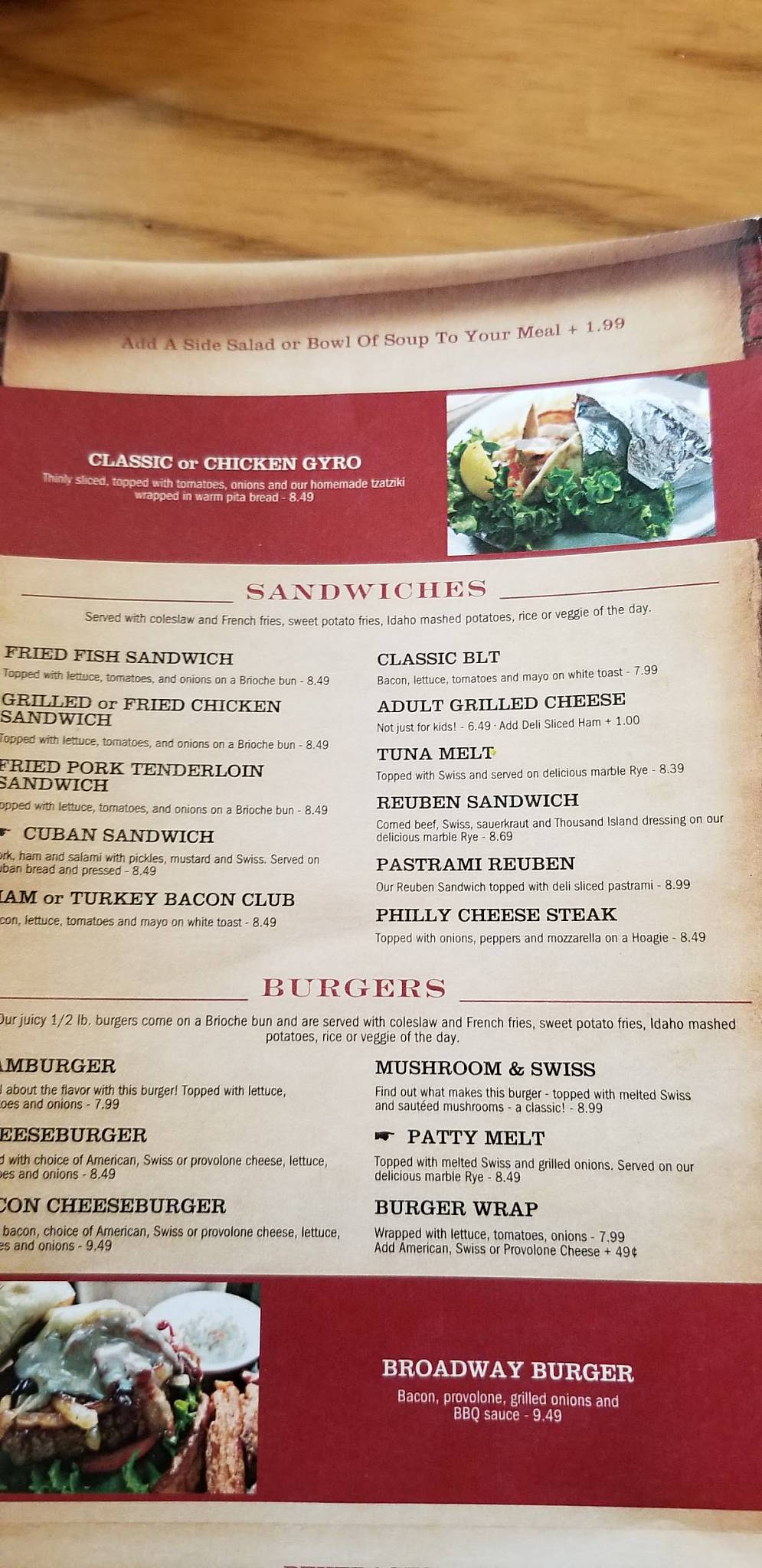 Menu at Broadway Diner restaurant, Bartow
