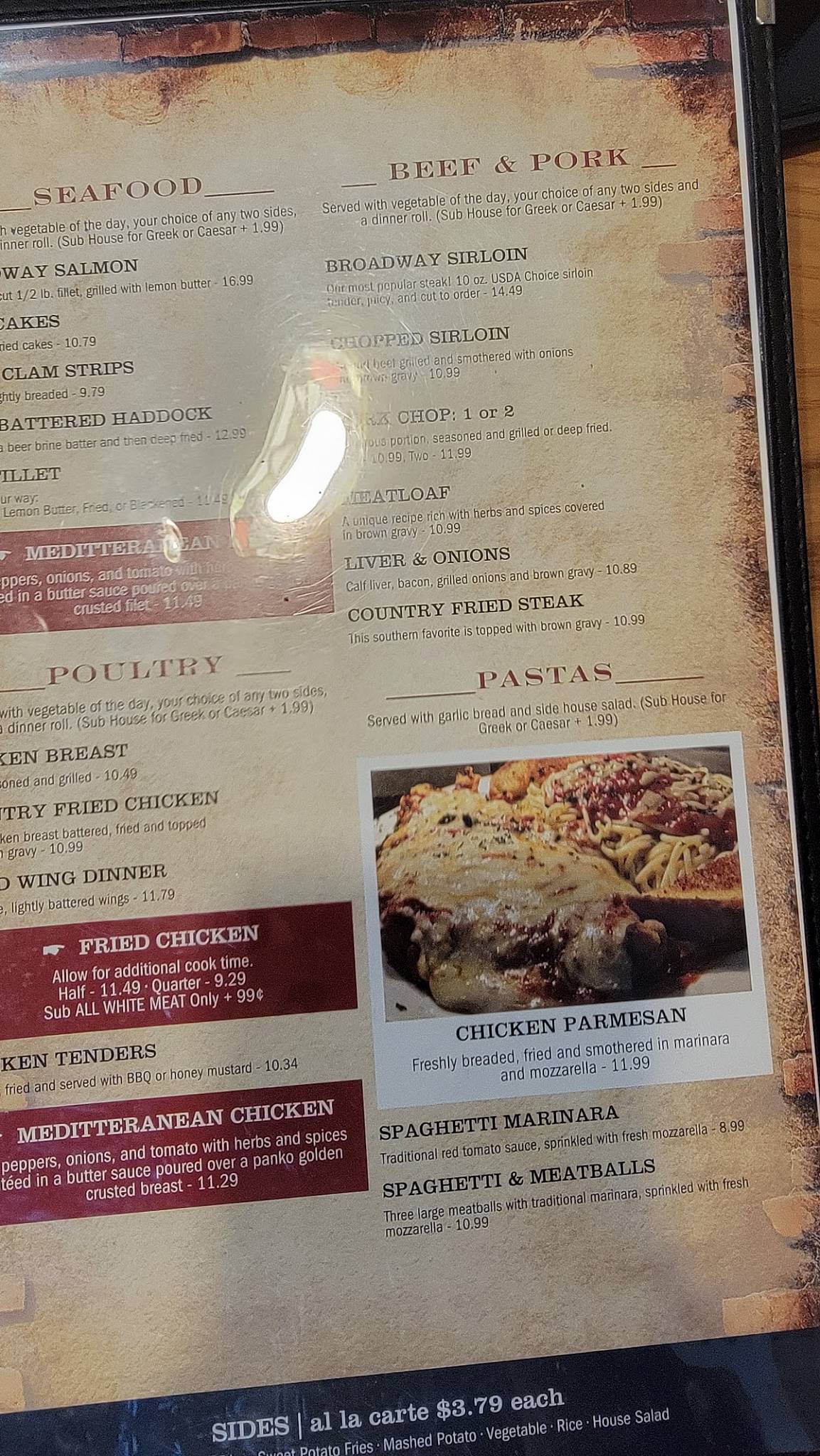 Menu at Broadway Diner restaurant, Bartow